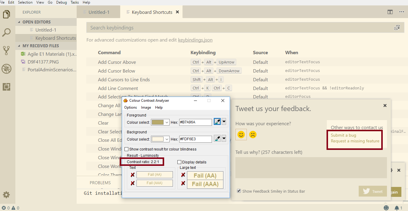 Accessibility A11yvscodefeedbackcolorcontrastcolor Contrast Ratio Is Less Than 451 For