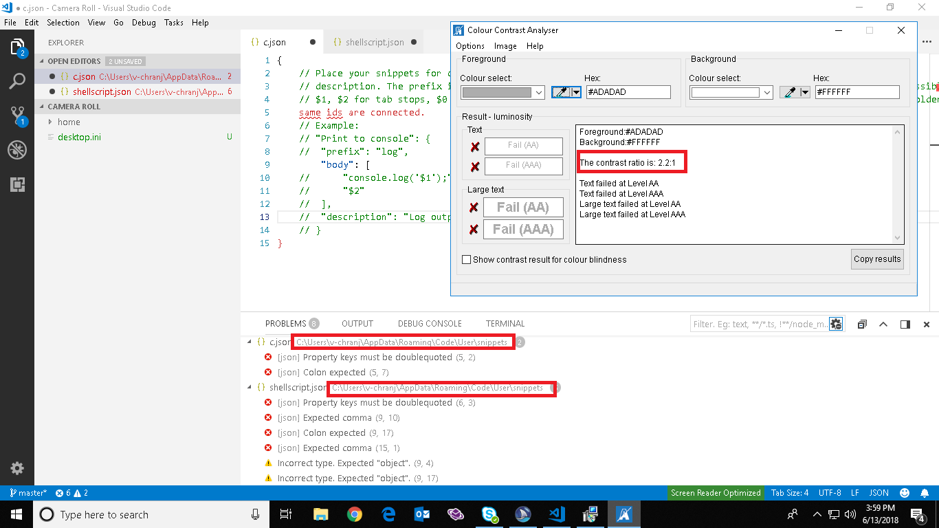 Terminal output path text does not meet color contrast ratio · Issue ...