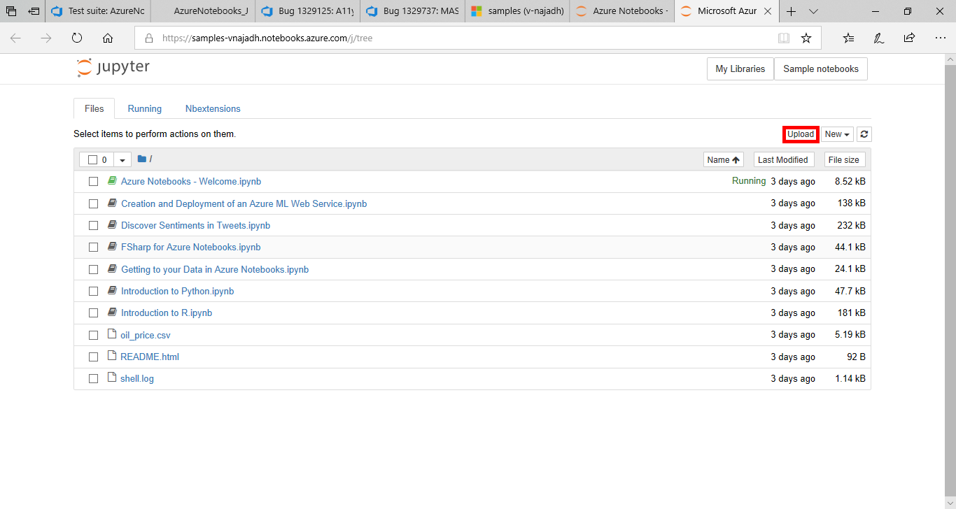 A11y_AzureNotebooks_Jupyter_FilesTab_Inspect: Name is incorrect for ...