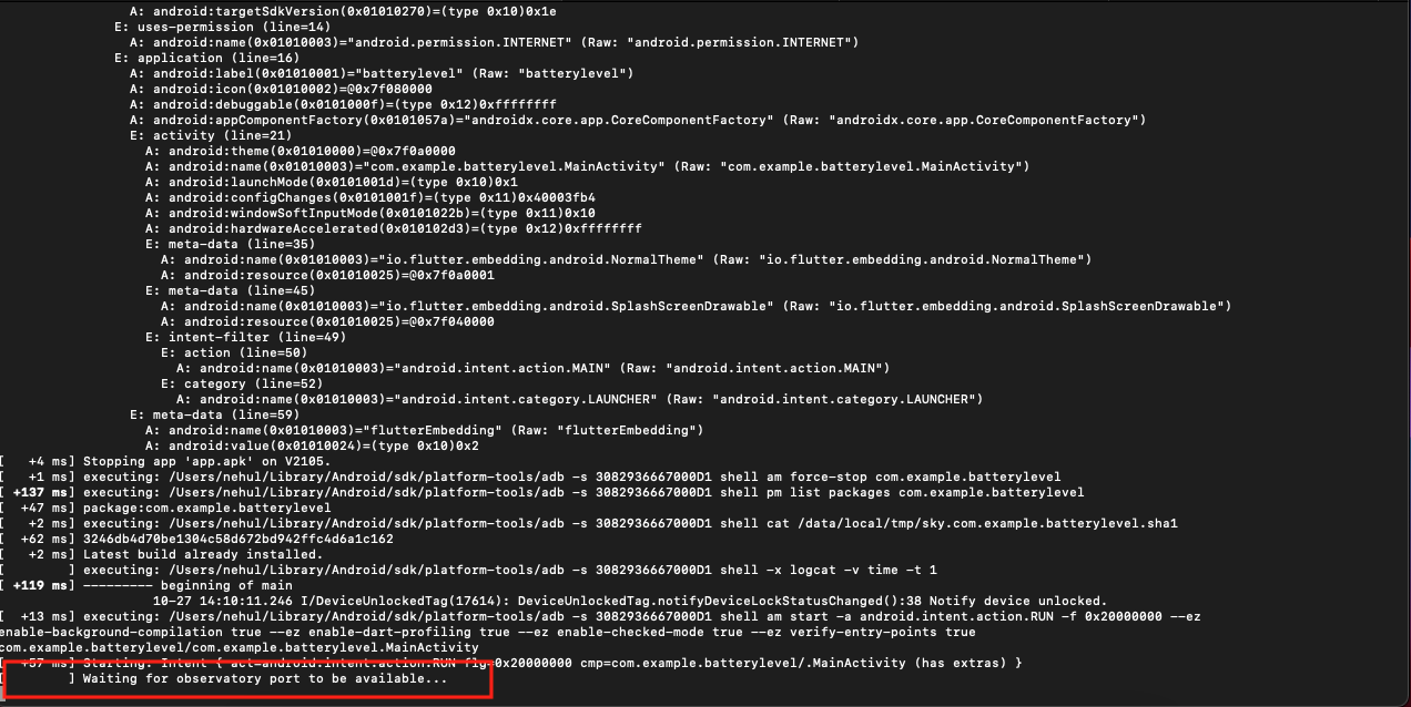 Waiting for observatory port to be available (Issue) · Issue #92561 · flutter/flutter · GitHub