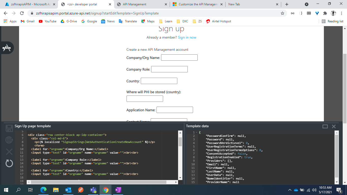 Unable to customize the sigup page in azure developer portal · Issue #1306 · Azure/api ...