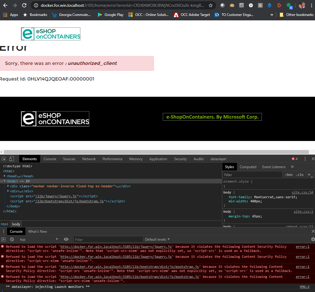 Content Security Policy error · Issue #1302 · dotnet-architecture/eShopOnContainers · GitHub