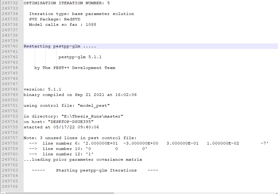 restart of an interrupted PEST++-glm run · Issue #334 · pypest/pyemu · GitHub