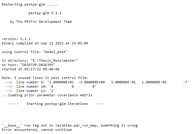 restart of an interrupted PEST++-glm run · Issue #334 · pypest/pyemu · GitHub