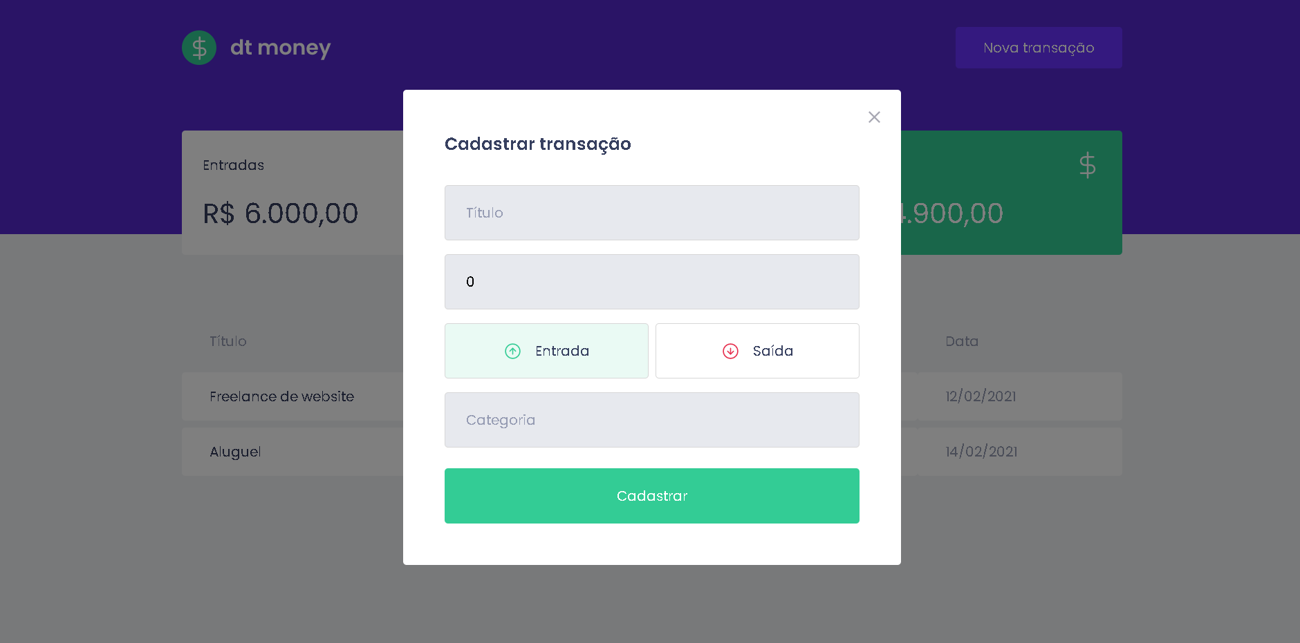 GitHub - warriorsyn/dtMoney: Project made on rocketseat ignite