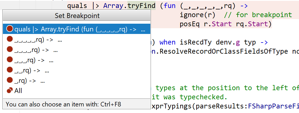 Fix inability to set breakpoints inside lambdas · Issue #3944 · dotnet/fsharp · GitHub