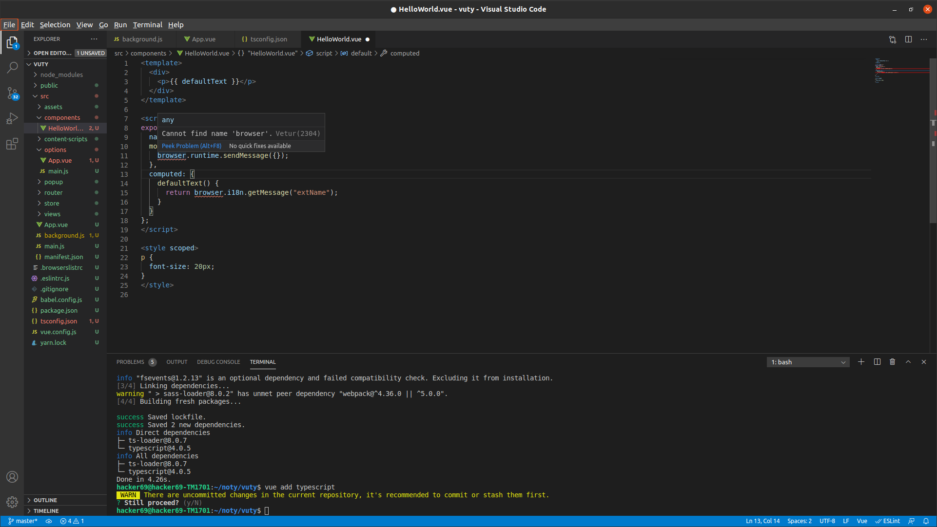 Issue integrating typescript · Issue #595 · Kocal/vue-web-extension ...
