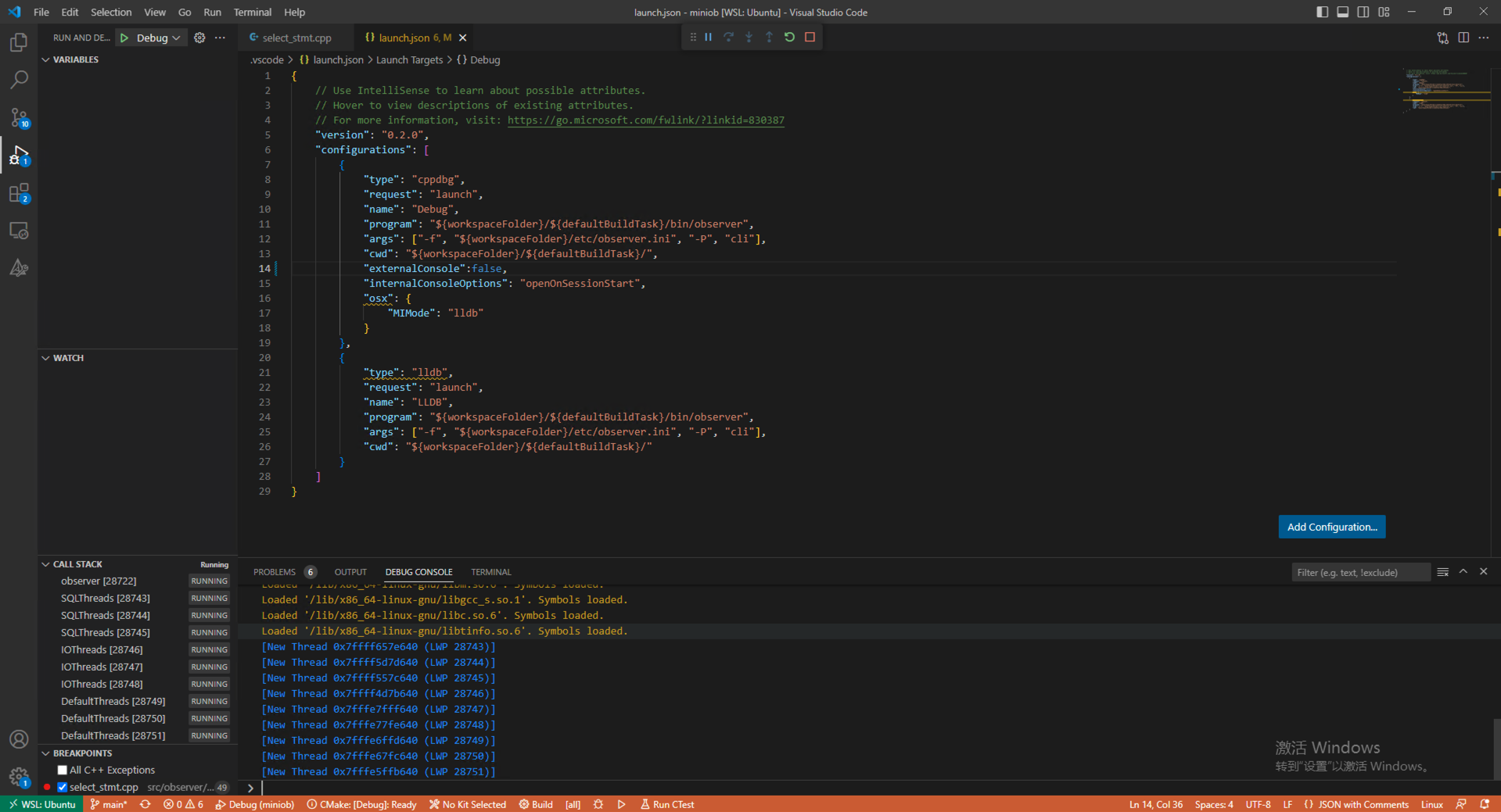 lanunch.json中cppdbg配置为什么要设置externalConsole true · Issue #302 · oceanbase/miniob · GitHub