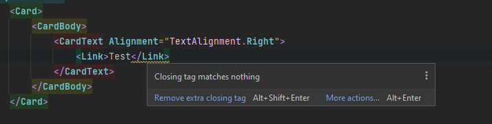 Closing Tag Matches Nothing Error With Link Component Rider · Issue 2241 · Megabit Blazorise