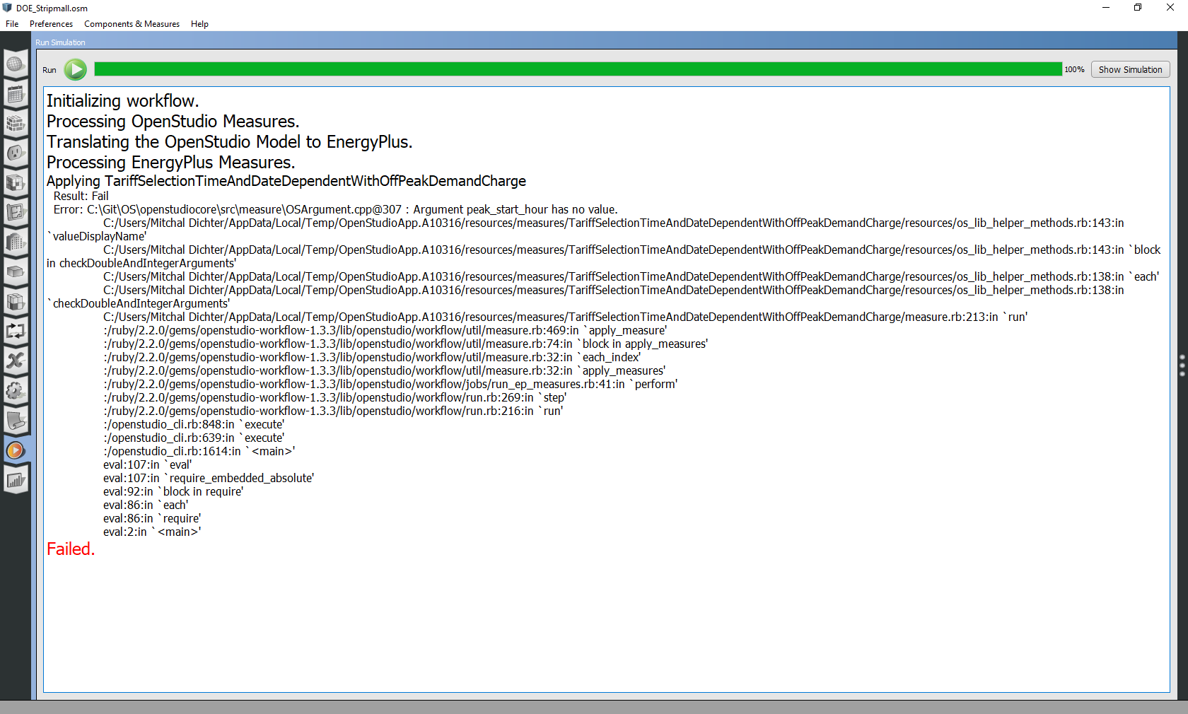 BCL measure TariffSelectionTimeAndDateDependentWithOffPeakDemandCharge fails with default ...