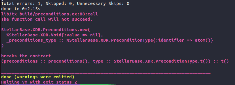 Dialyzer error: lib/tx_build/preconditions.ex:88:call The function call will not succeed ...