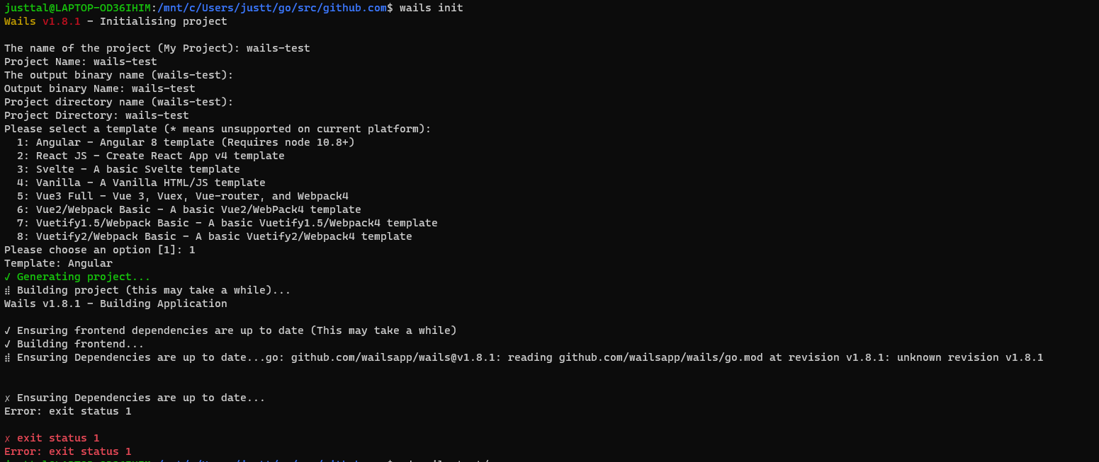 Error when initiating new project · Issue #551 · wailsapp/wails · GitHub