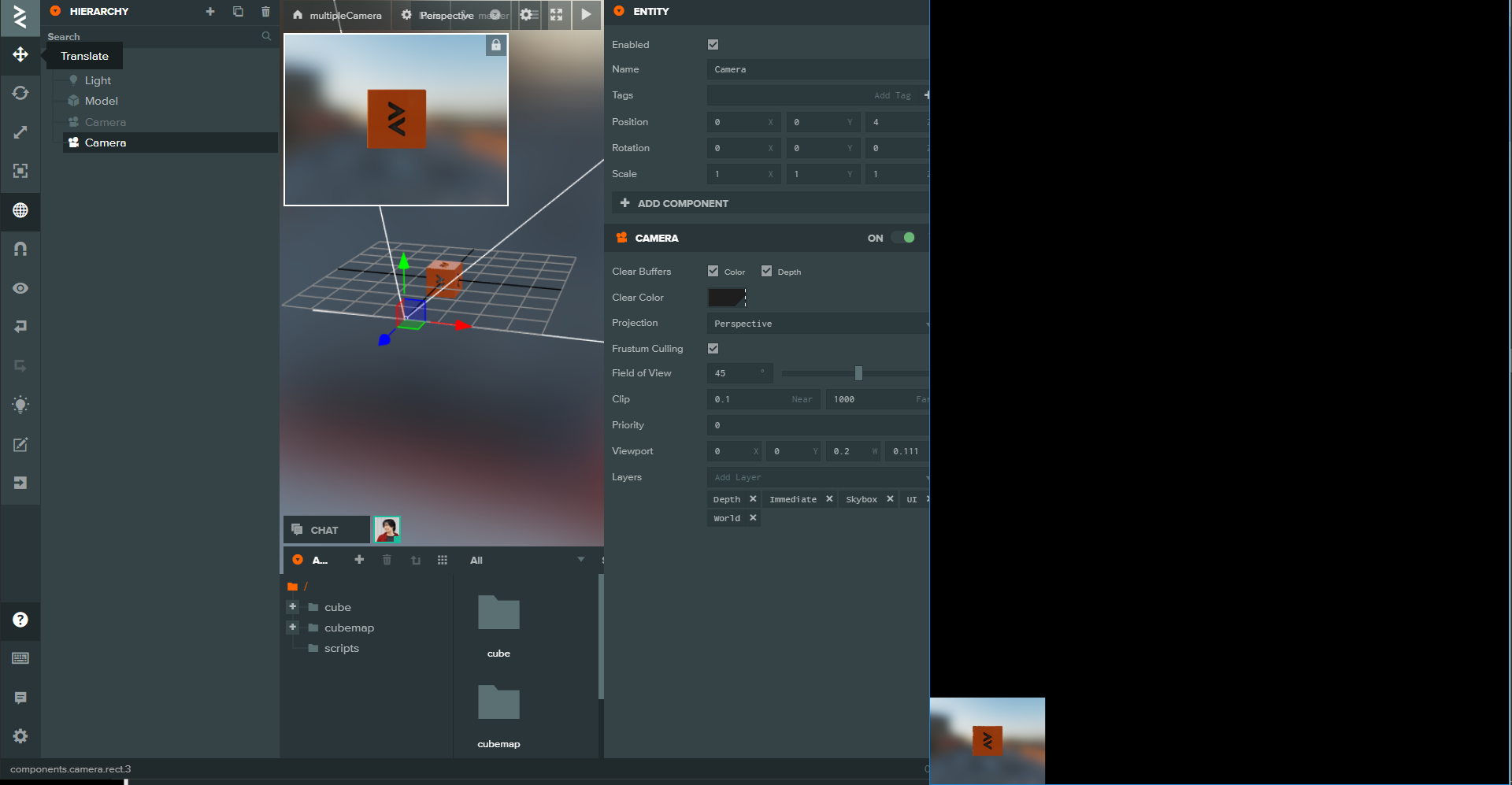 [PlayCanvas]カメラを複数並べて表示する方法 #JavaScript - Qiita