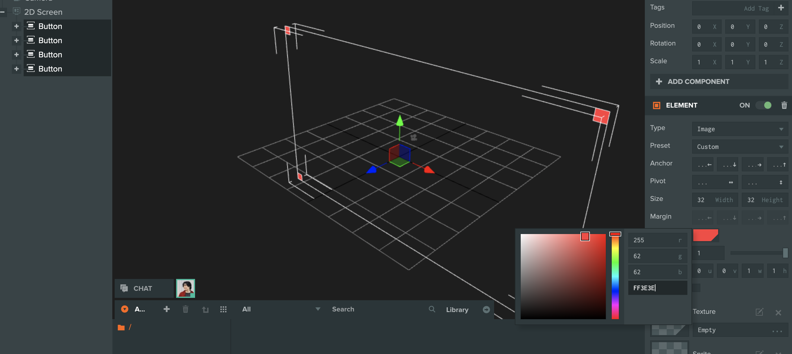 Playcanvasでクリックできるボタンを設置する Javascript Qiita