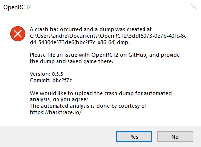 my game crashed · Issue #14574 · OpenRCT2/OpenRCT2 · GitHub