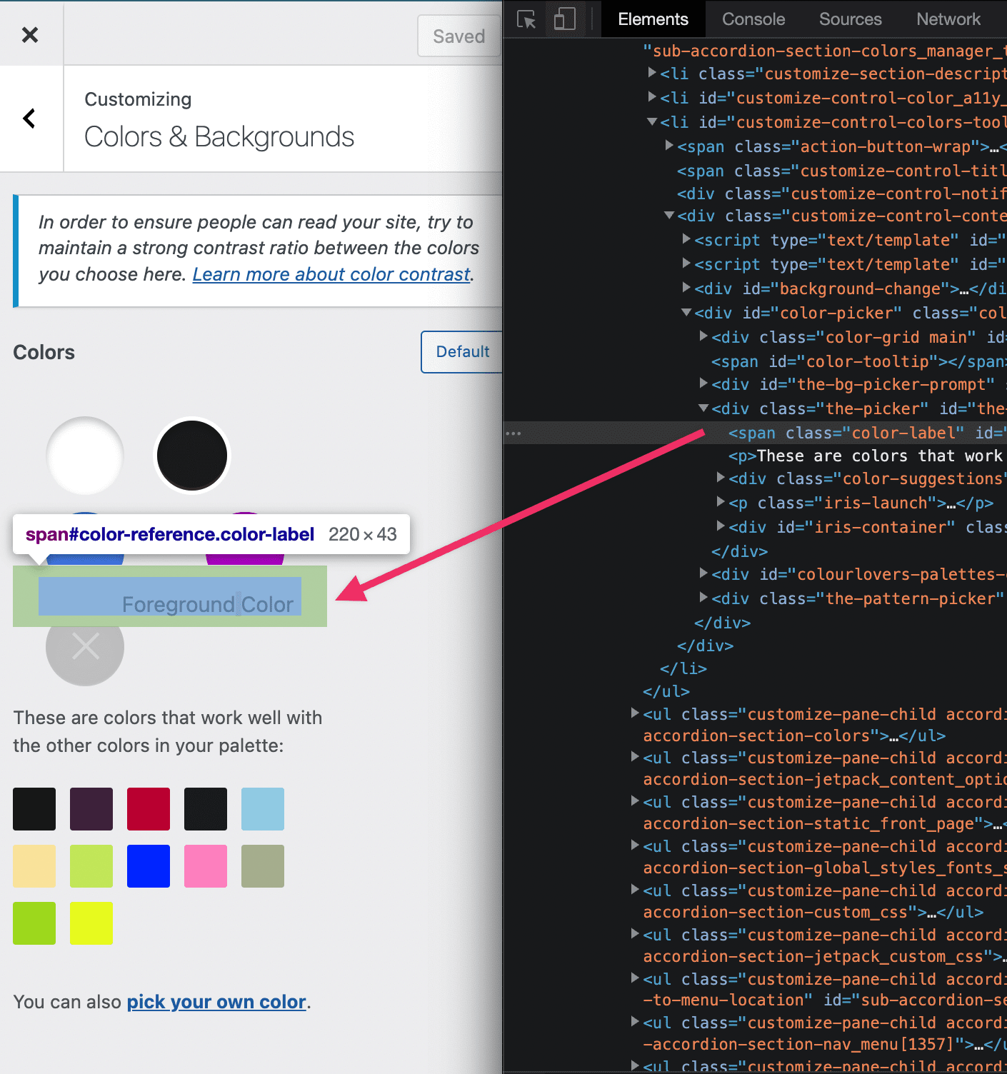 Varia: colors & backgrounds in Customizer label overlays swatch colors ...