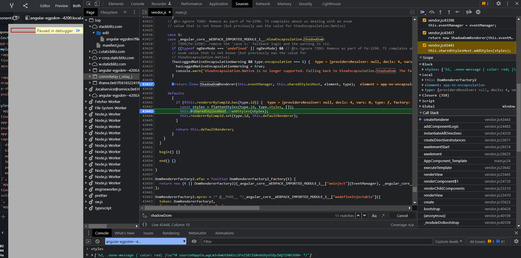 ViewEncapsulation behavior changes based on the elements rendered on ... ViewEncapsulation behavior changes based on the elements rendered on ...