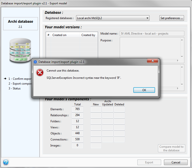 Cannot Export Archimate Model To An Empty Ms Sql Db · Issue 36 · Archi Contribsdatabase Plugin