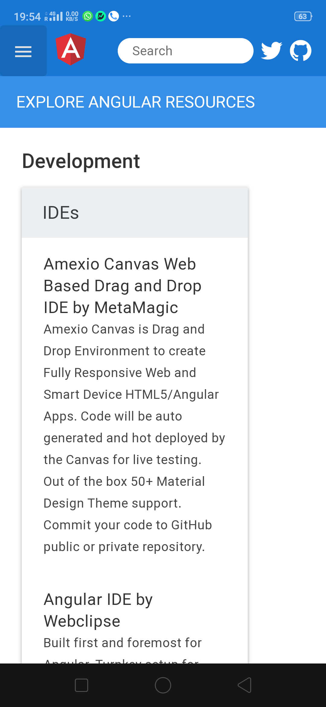 The events page and resources section on angular website is not fully ...