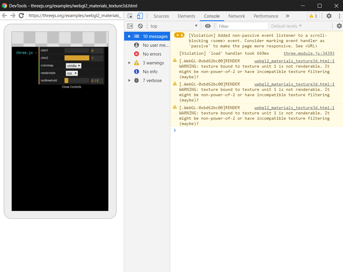 webgl2_materials_texture3d not working on Samsung S9 · Issue #21444 ...