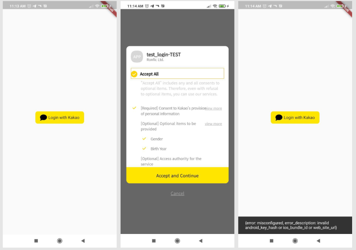 error: misconfigured, error_description: invalid android_key_hash or ios_bundle_id or web_site ...