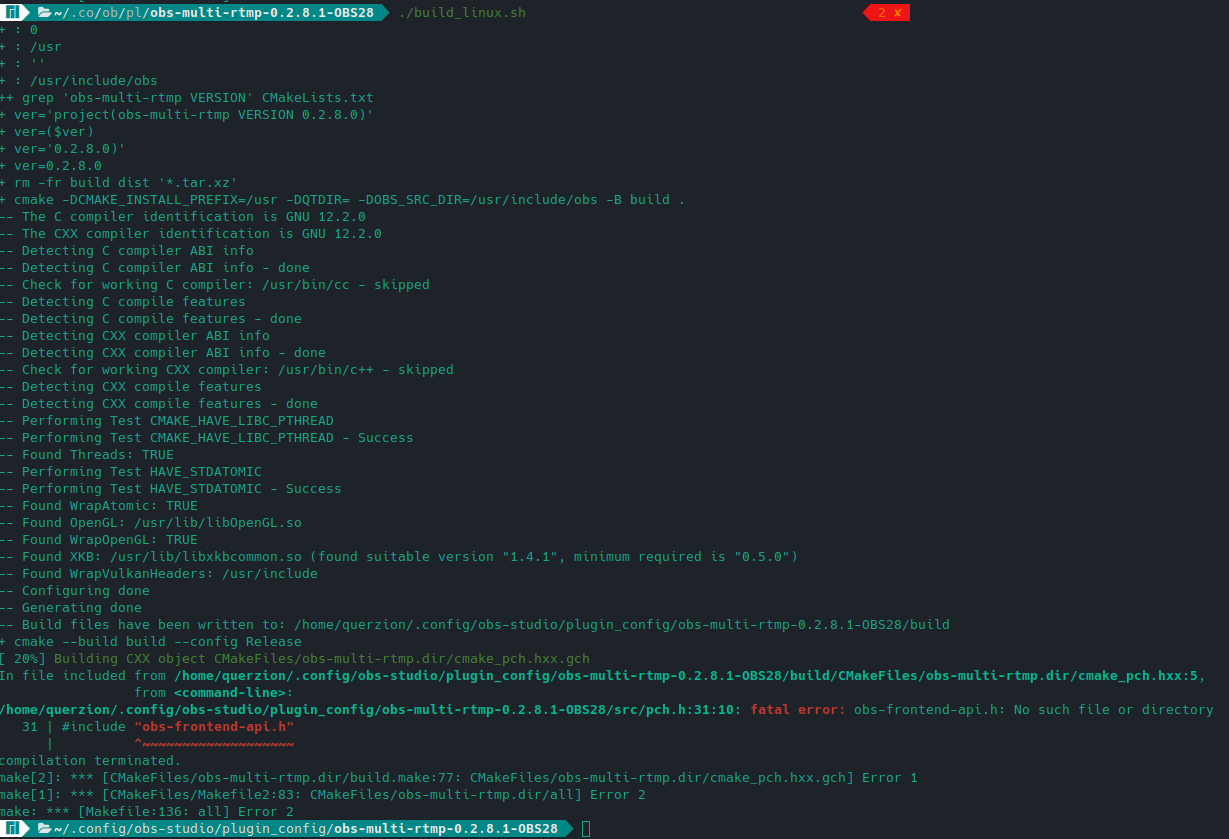 [SOLVED] Unable to compile Obs-Multi-Rtmp (0.2.8) LINUX · Issue #219 · sorayuki/obs-multi-rtmp ...