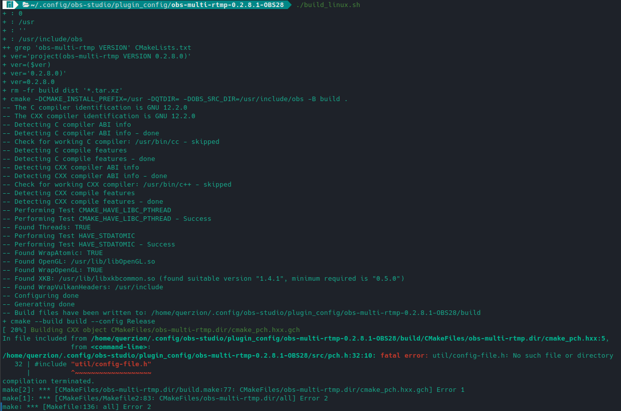 [SOLVED] Unable to compile Obs-Multi-Rtmp (0.2.8) LINUX · Issue #219 · sorayuki/obs-multi-rtmp ...