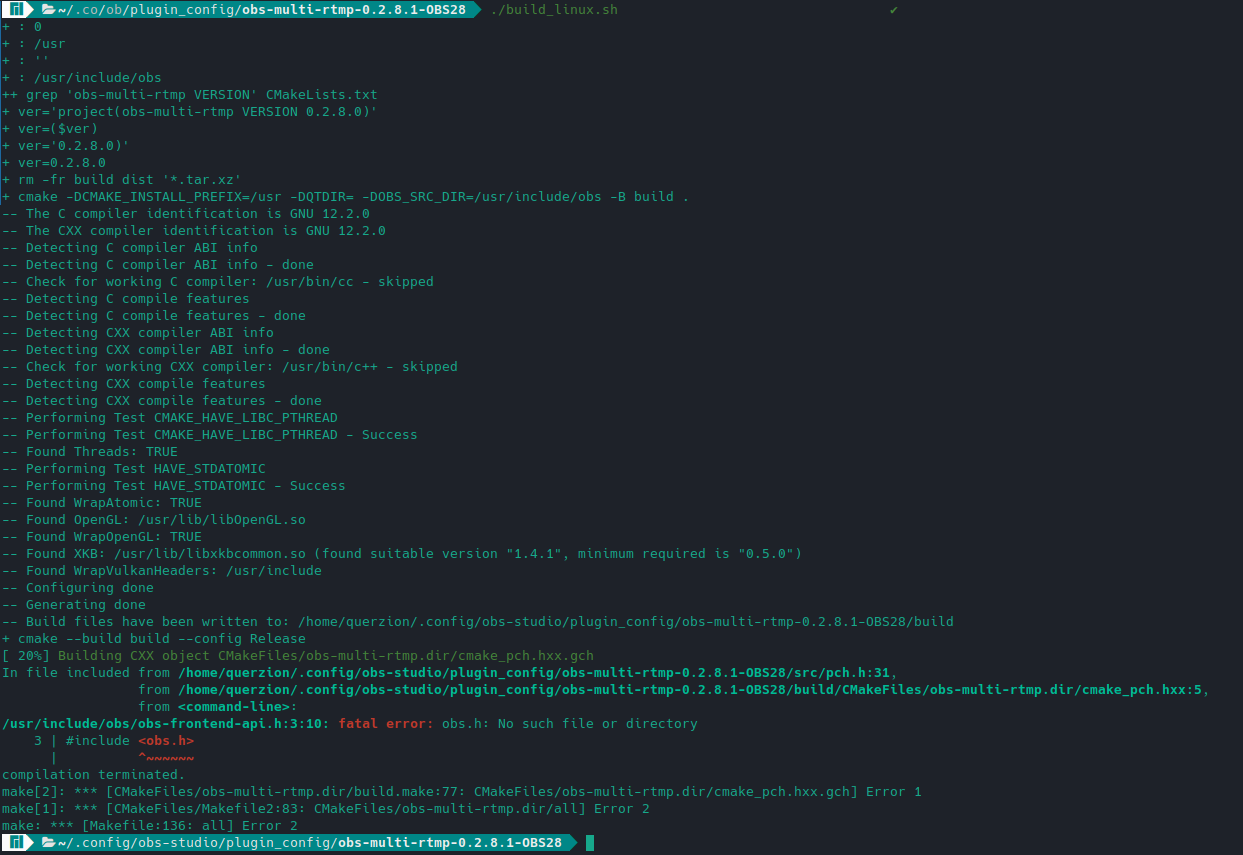 [SOLVED] Unable to compile Obs-Multi-Rtmp (0.2.8) LINUX · Issue #219 · sorayuki/obs-multi-rtmp ...