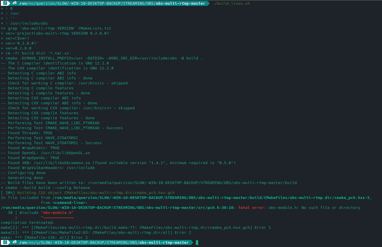 [SOLVED] Unable to compile Obs-Multi-Rtmp (0.2.8) LINUX · Issue #219 · sorayuki/obs-multi-rtmp ...