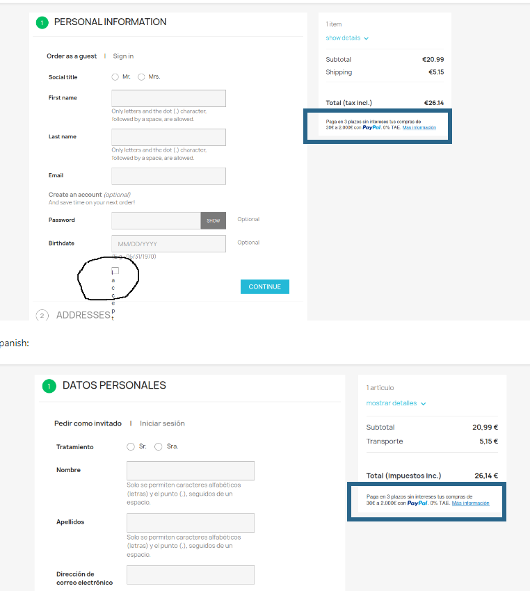 When make an order, the check to accept the conditions is not displayed correctly · Issue #32386 ...