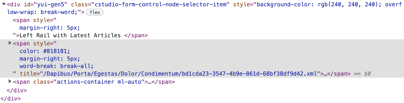 [studio-ui] Add tool tip or similar visual cue with path to item in item selector form control ...