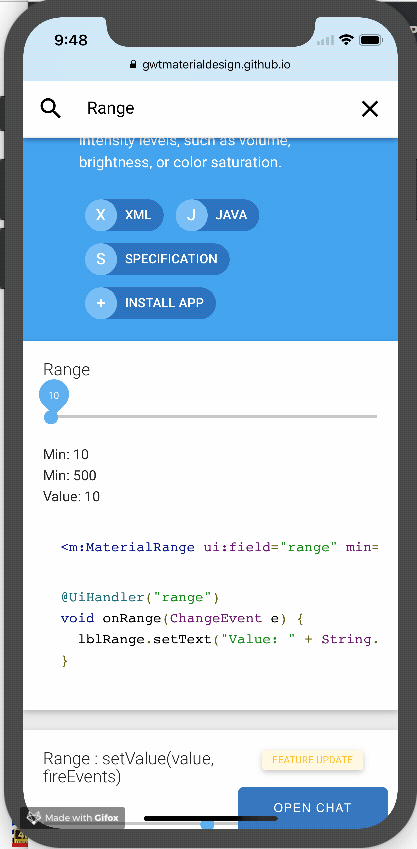 Range Slider - In Mobile (IOS) the popup indicator is not fixed with ...