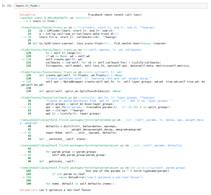 can't optimize a non-leaf Tensor when calling lr_find second time · Issue #878 · fastai/fastai ...