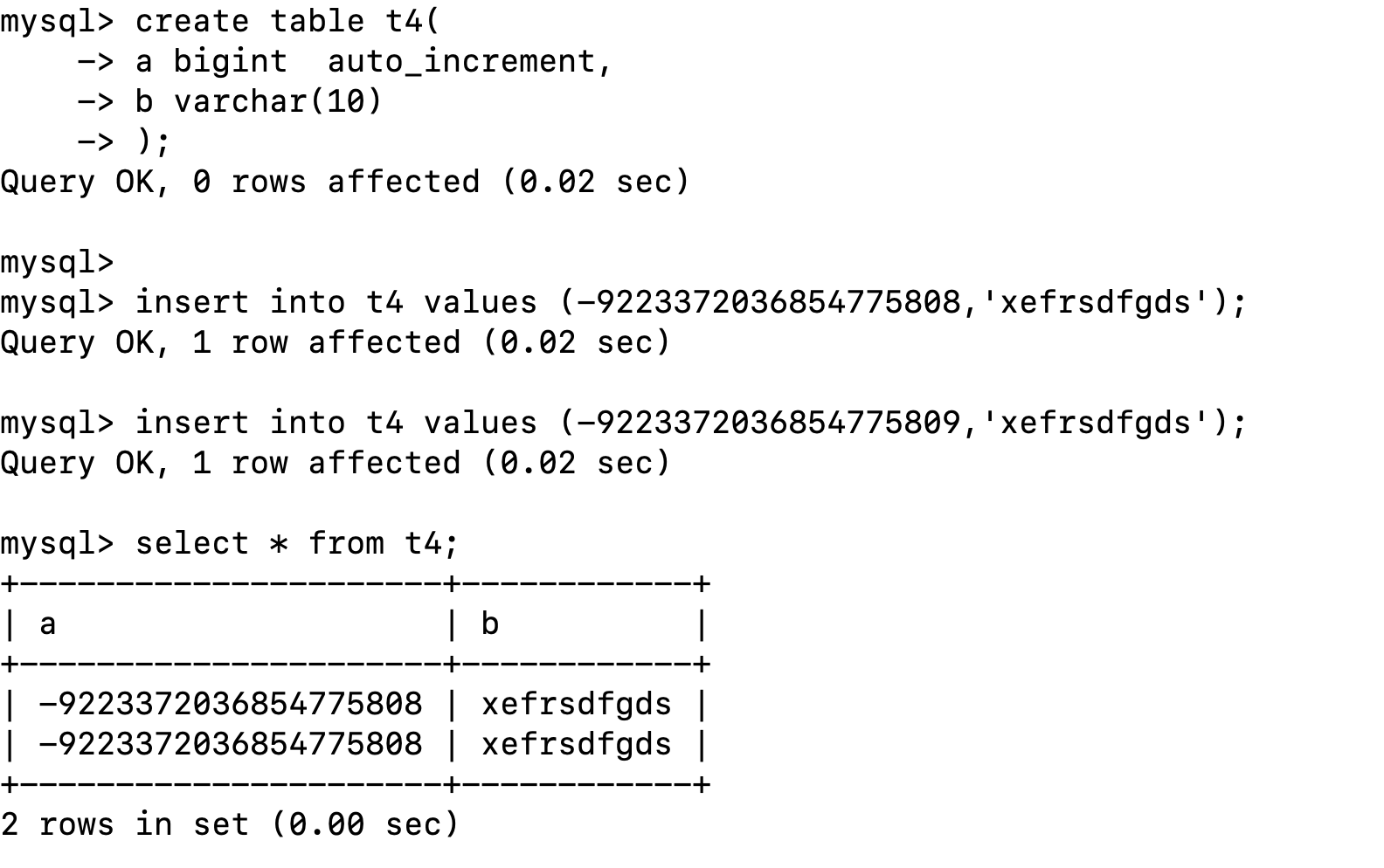 [Bug]: auto_increment not primary key columns, out of scope no overflow. · Issue #4844 ...
