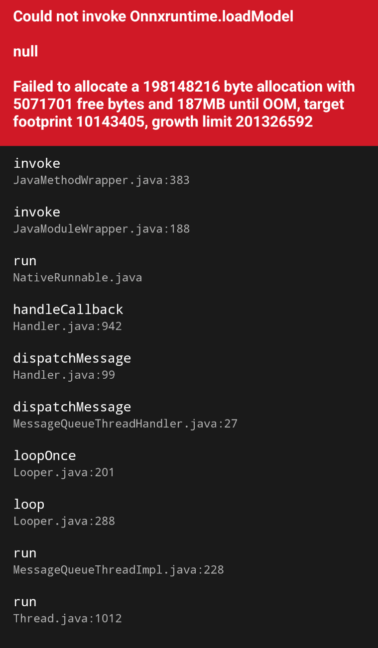 [Mobile] Failure to load whisper model .ort with react-native, regular and quantized versions ...