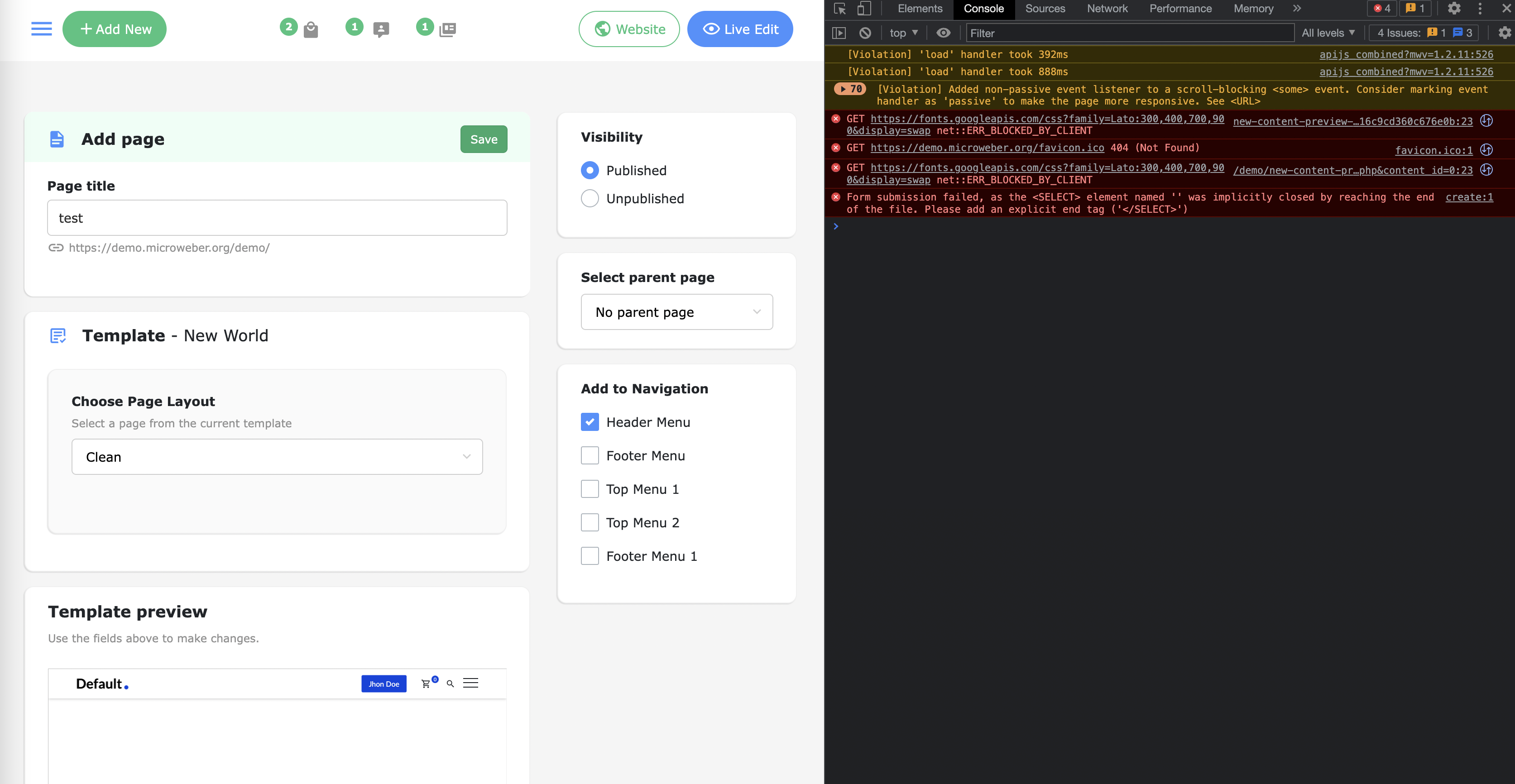 Form submission failed, as the element named '' ... · Issue #807 · microweber/microweber · GitHub