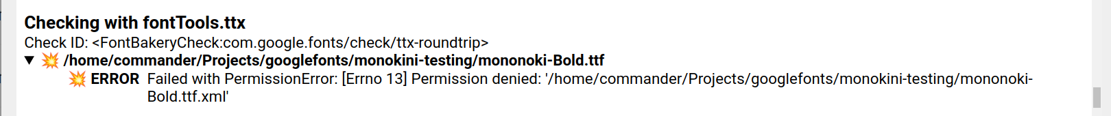 Crash with permissions error · Issue #3070 · fonttools/fontbakery · GitHub