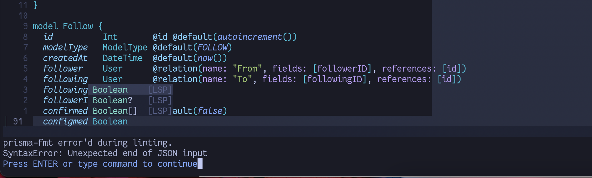 Still getting errors when linting .prisma file · Issue #916 · prisma/language-tools · GitHub