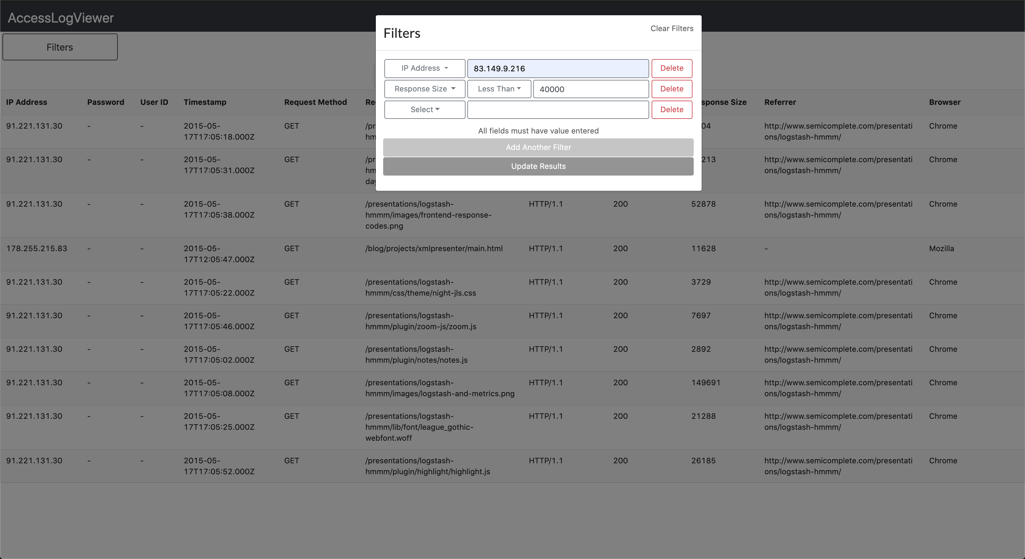 GitHub - zguerrin27/Access-log-viewer: Full-Stack Apache Server Log ...