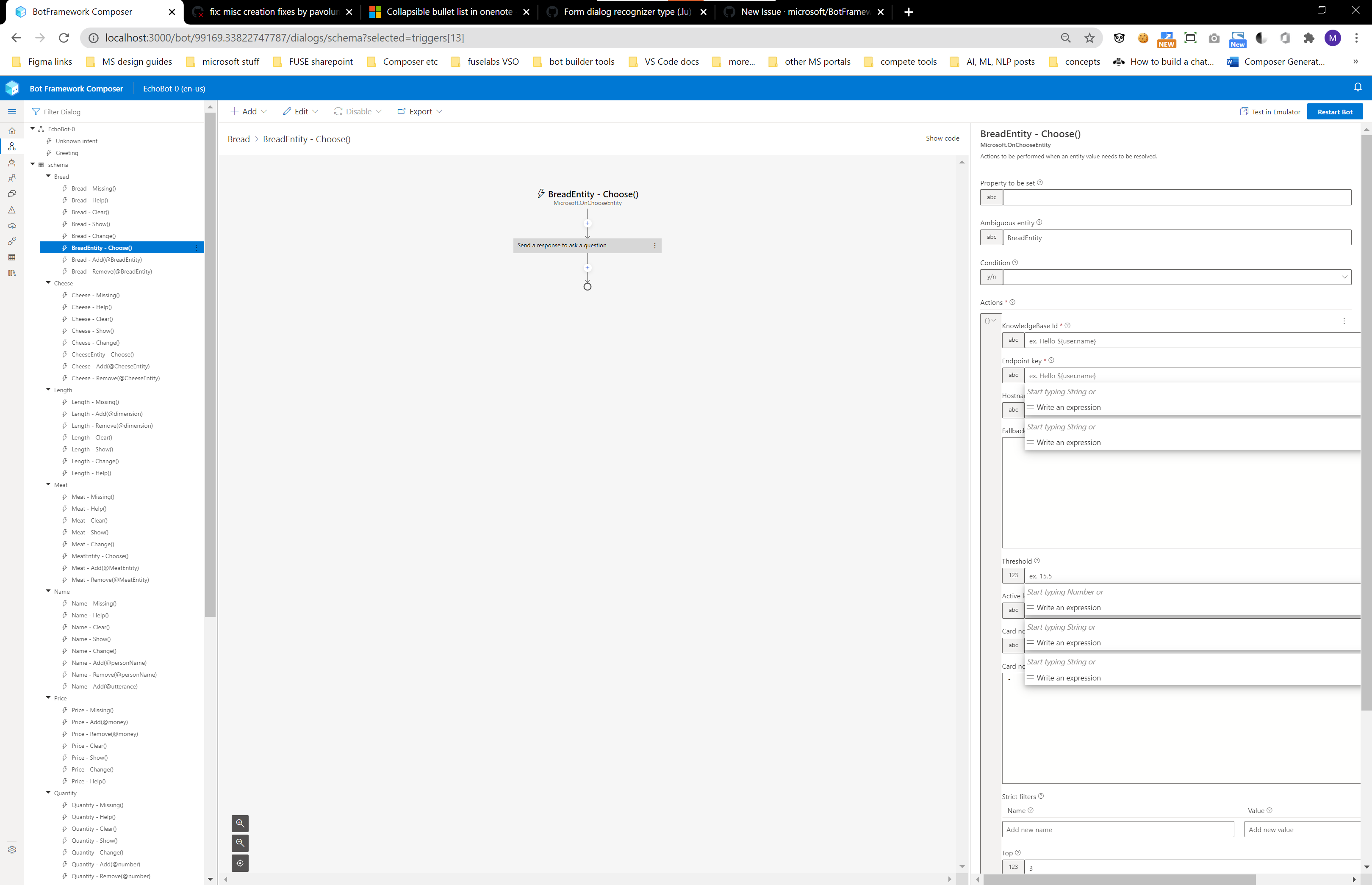 Form dialog: "Choose" triggers show all expressions in details pane ...