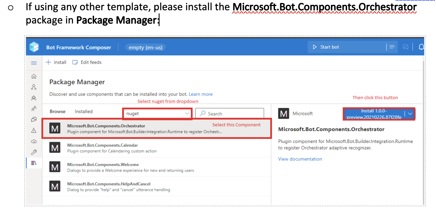 Package Manager page does not list Orchestrator · Issue #6187 · microsoft/BotFramework-Composer ...