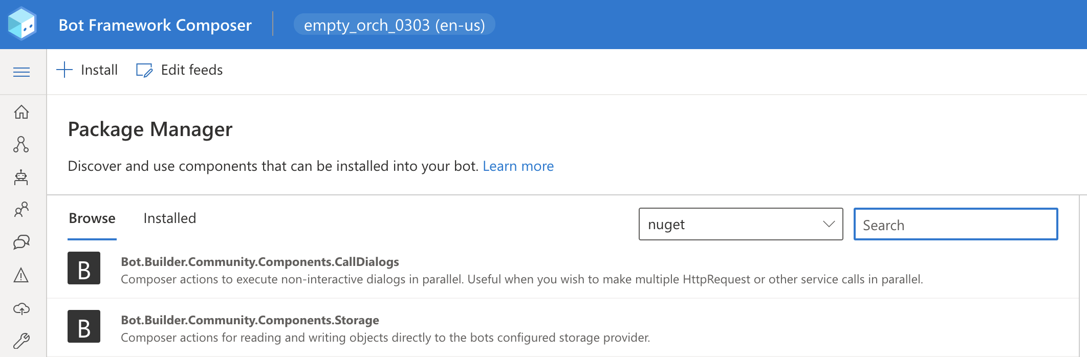Package Manager page does not list Orchestrator · Issue #6187 · microsoft/BotFramework-Composer ...