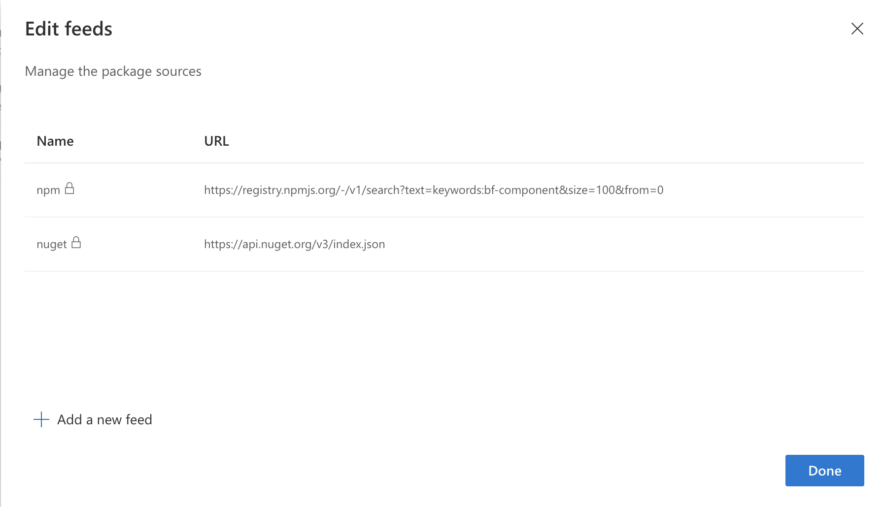 Package manager feeds: need ability to reset to default, need indication that they are Composer ...