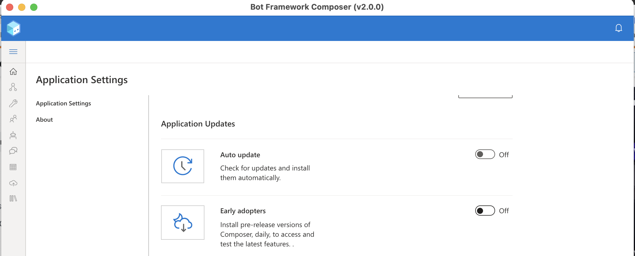 Restart Composer automatically or prompt for restart when 'Early Adopters' in Application ...
