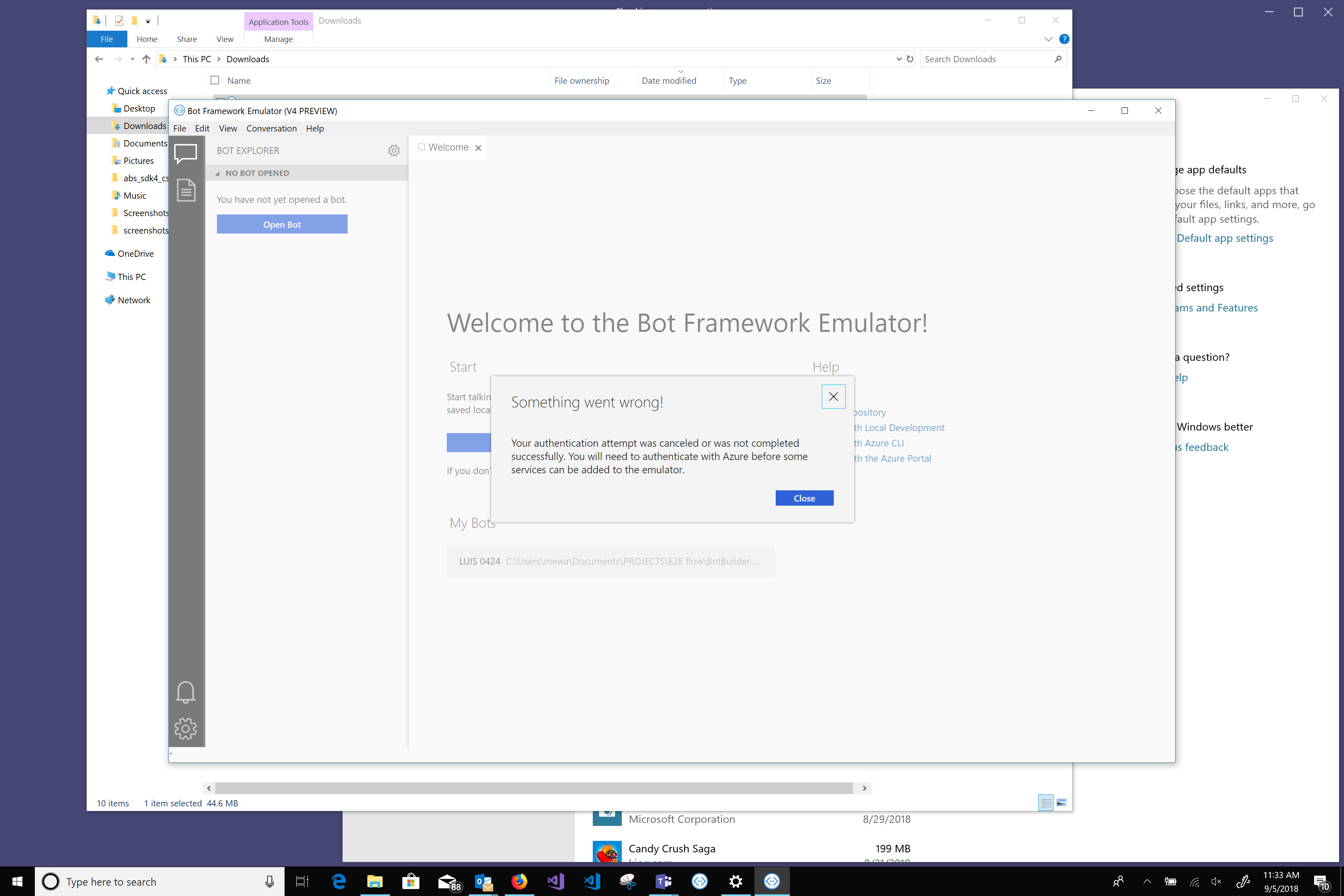 Sign In To Azure Fails · Issue 809 · Microsoftbotframework Emulator · Github