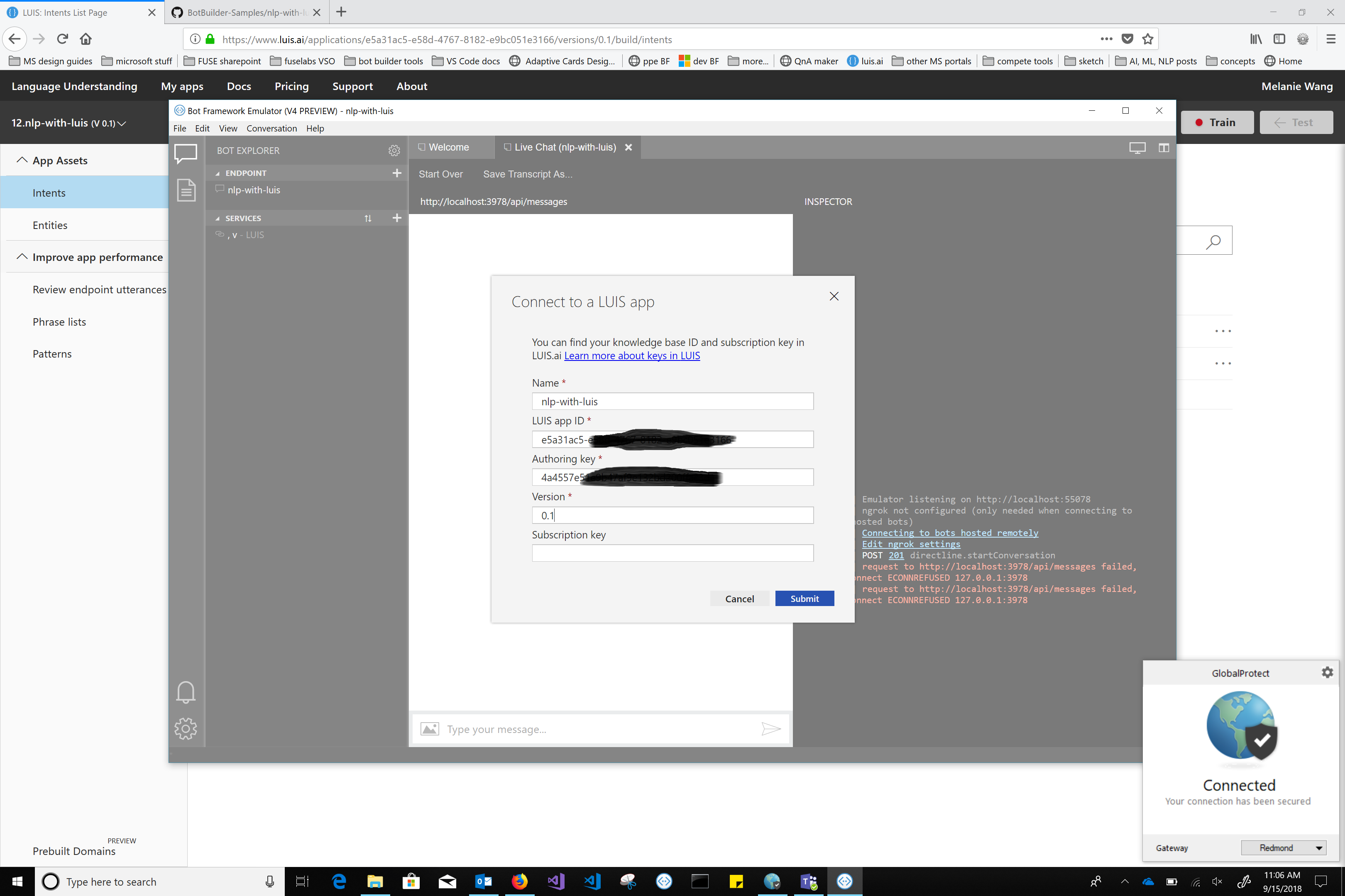 Version 4.0.15-alpha not submit LUIS application · Issue #738 · microsoft/BotFramework-Emulator ...