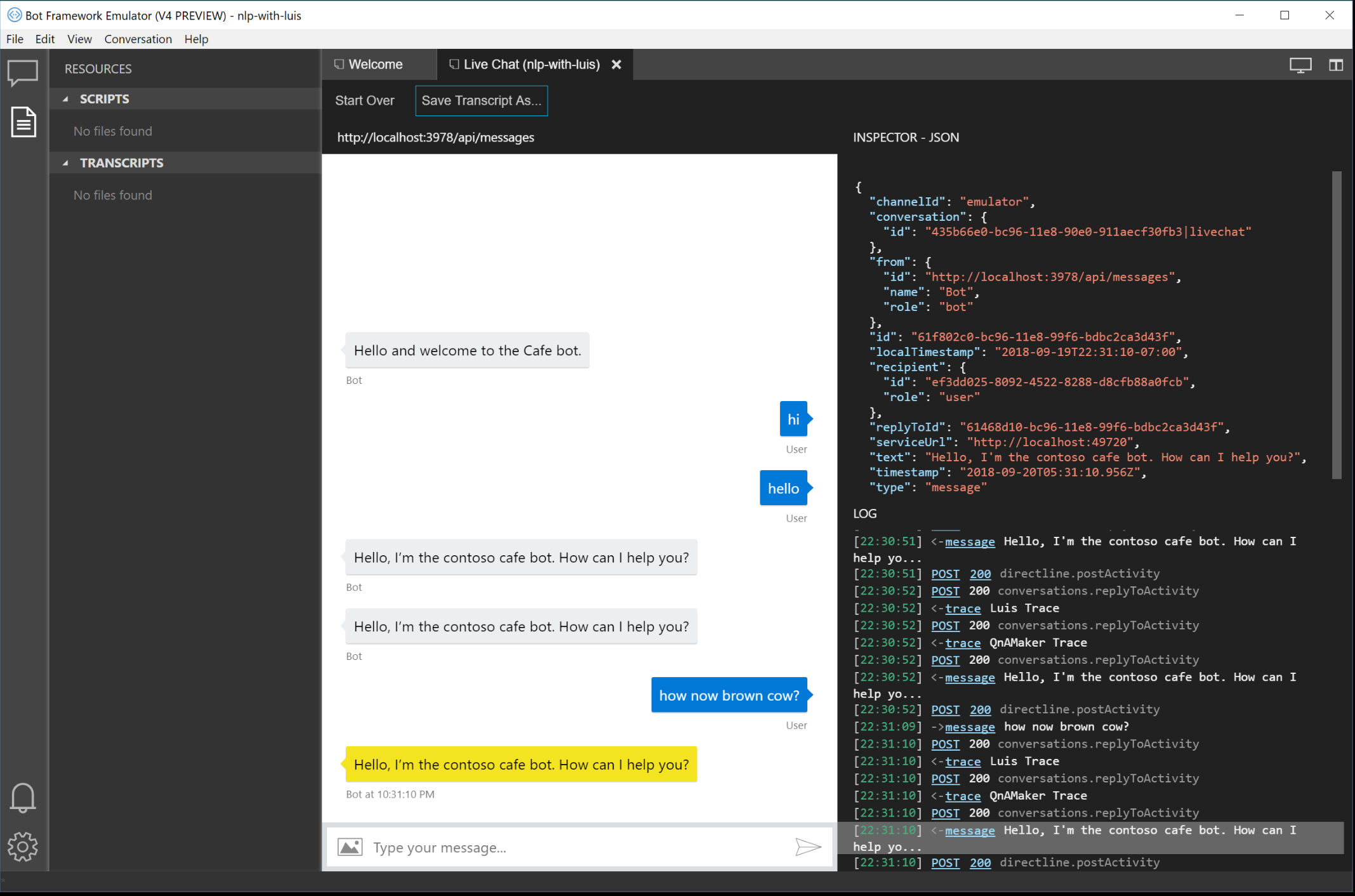Emulator: Transcripts not saved in "transcripts" folder do not appear in side nav · Issue #906 ...