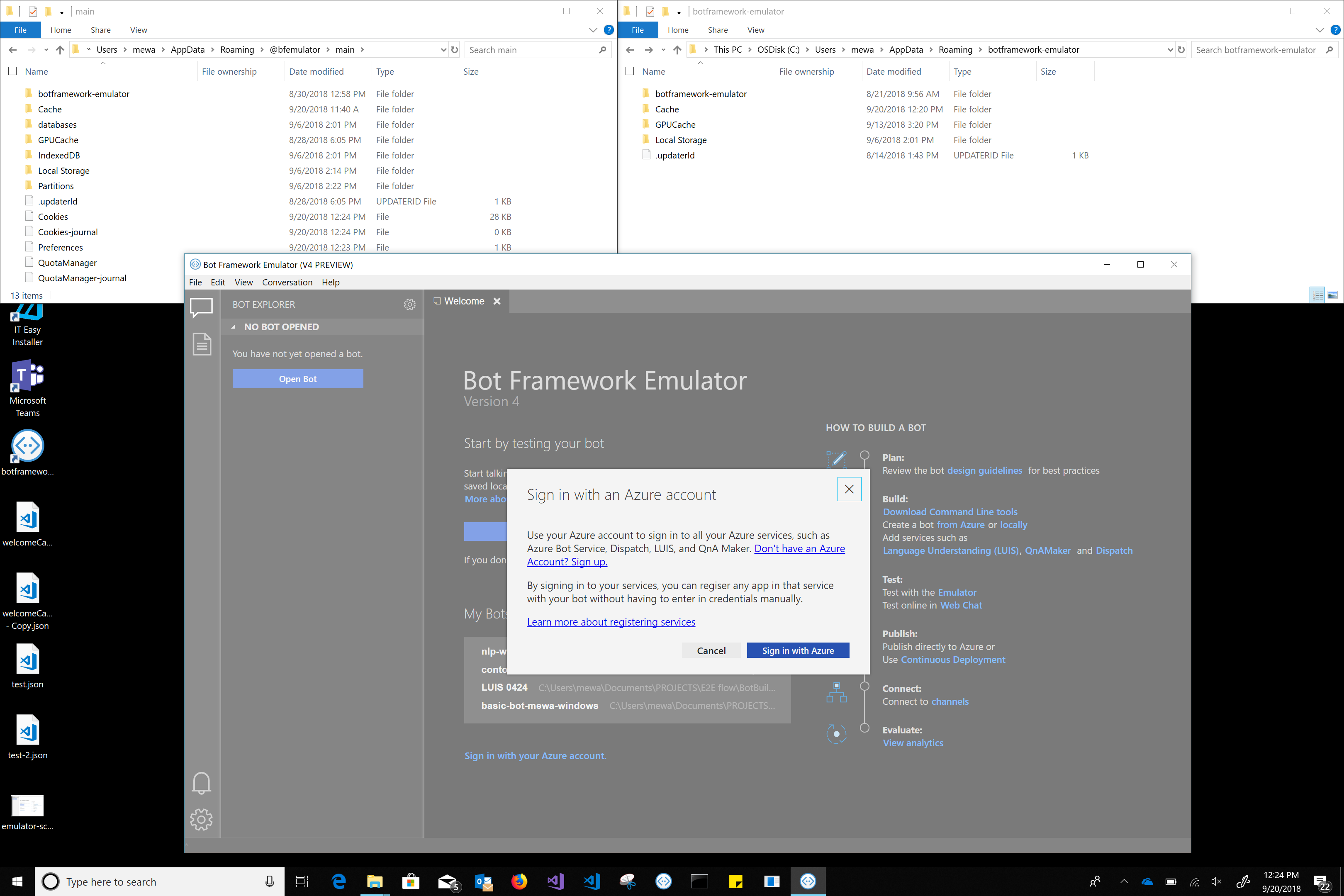 Emulator: "Sign in with Azure" sign in flow does not appear with File > Sign in · Issue #911 ...