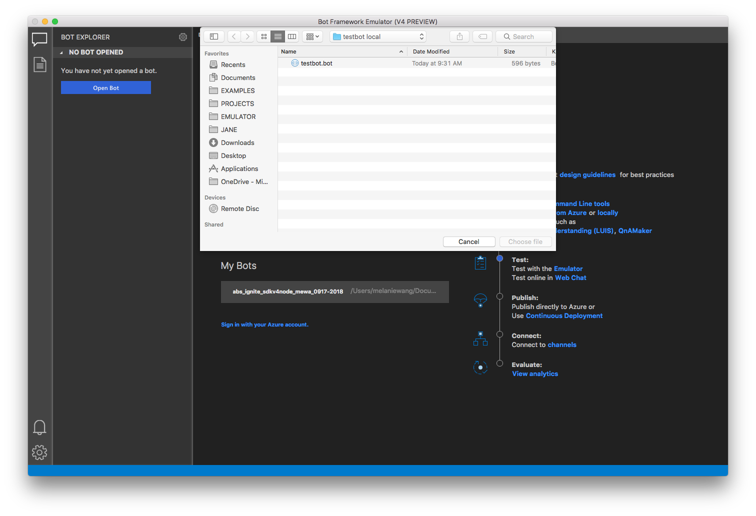 Emulator: Transcripts not saved in "transcripts" folder do not automatically appear in side nav ...