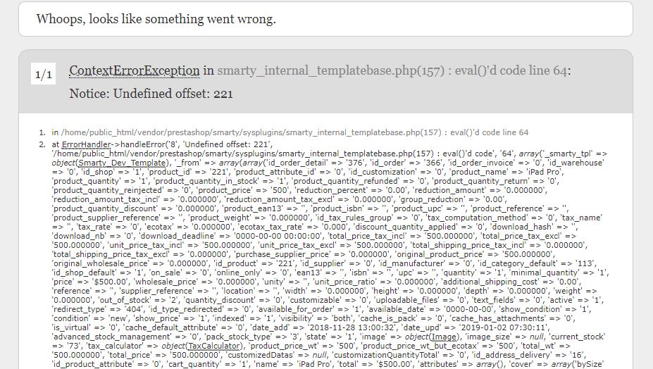 PS 1.7.4.2 Error on Checkout: ContextErrorException in smarty_internal_templatebase.php · Issue ...